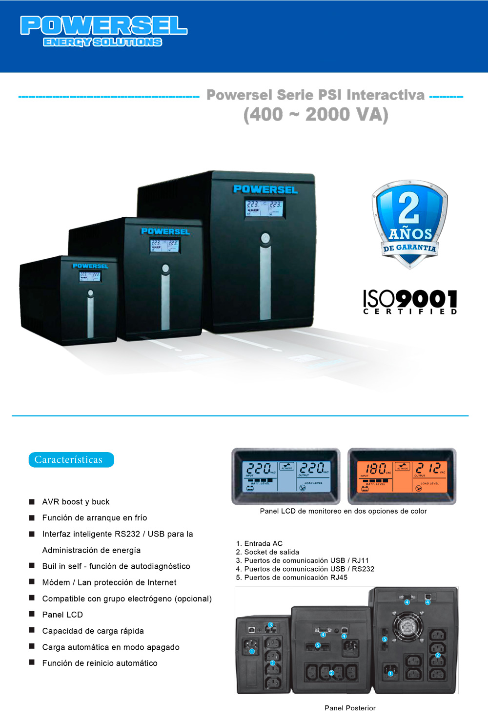 Powersel UPS Interactiva 2000VA/1200W | PC Factory